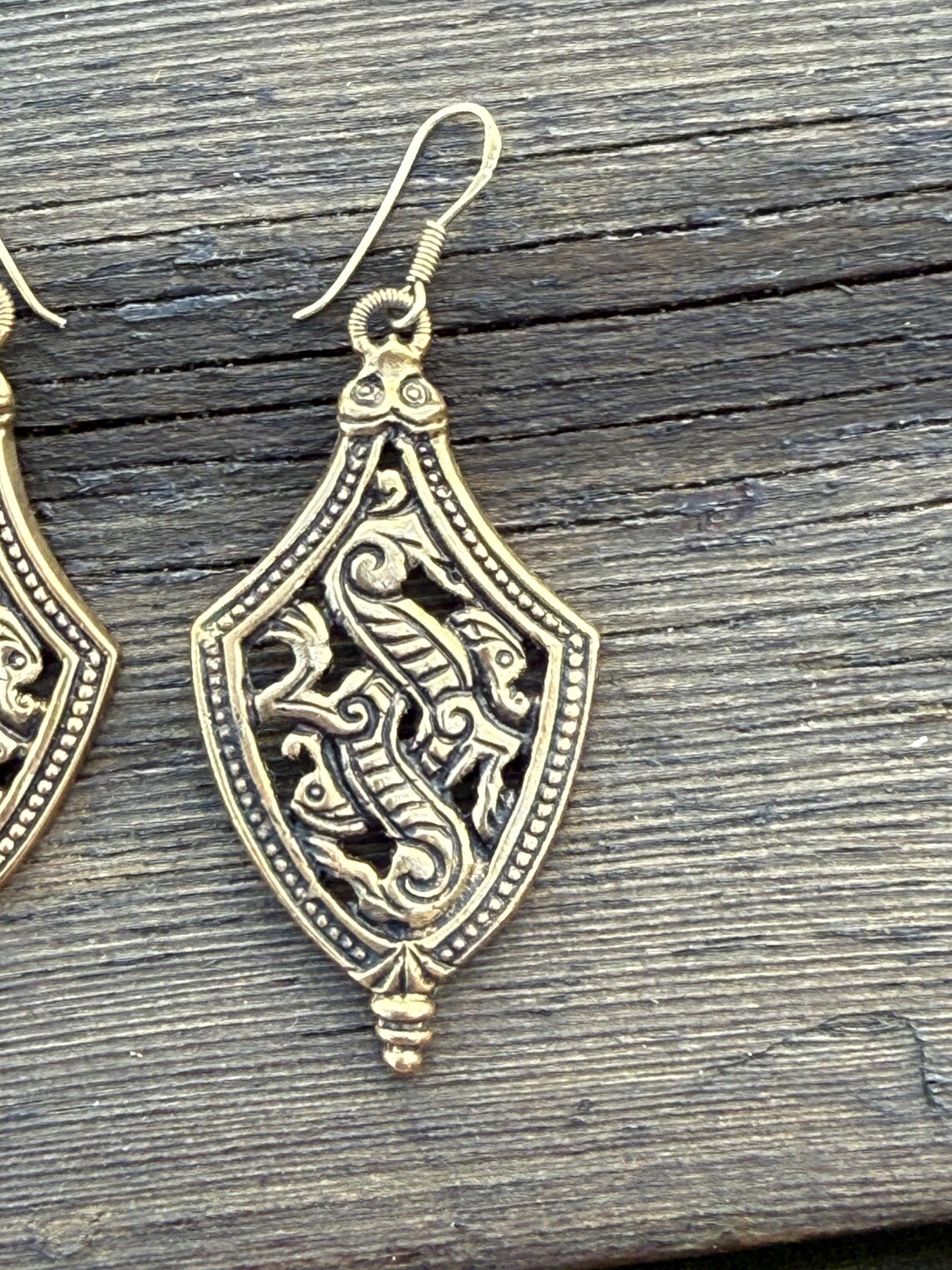 Bronze SIGMUND ESPELAND Viking Dragon Earrings With Sterling Silver ...