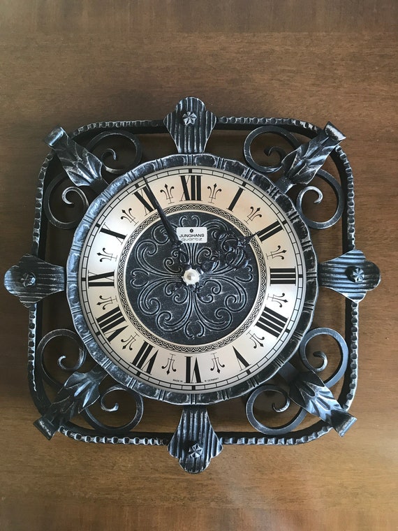 Junghans Wall Clock with Handmade Black Metal Decoration Mid | Etsy