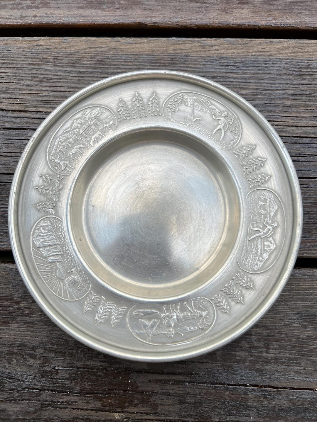 Vintage Handmade Vesttinn Pewter Norway Small Plate, Candle Holder ...