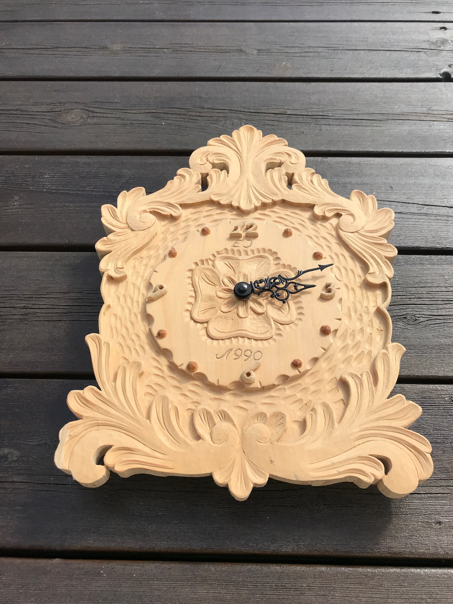 Vintage Norwegian Handmade Deep Wood Carving Clock Viking - Etsy