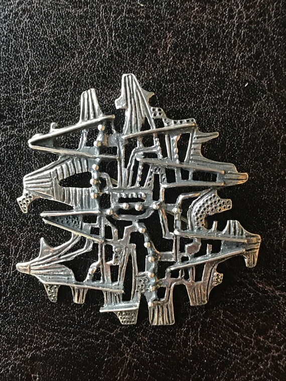 Studio Else&Paul Brutalist Style Sterling Silver Bro… - Gem