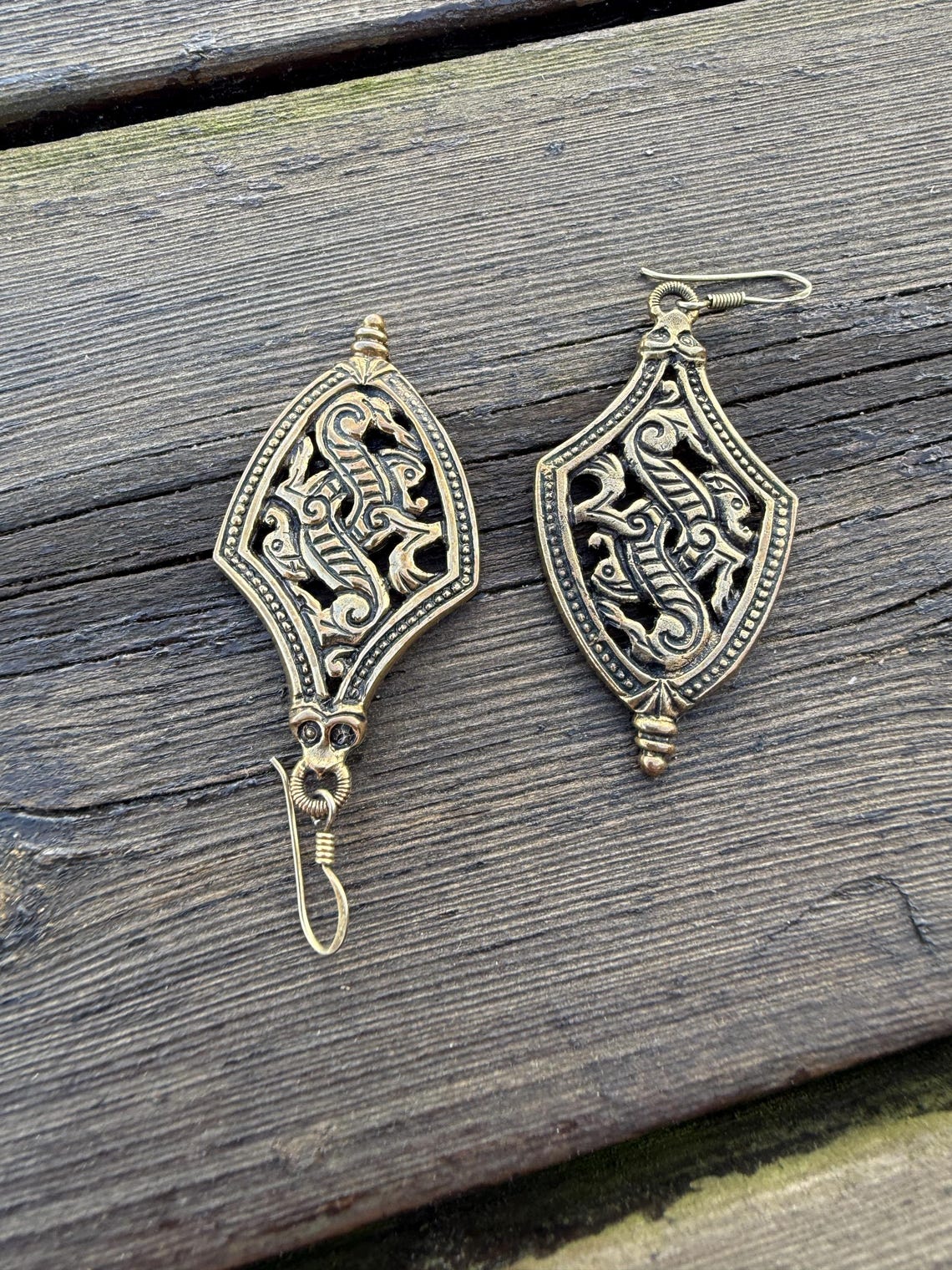 Bronze SIGMUND ESPELAND Viking Dragon Earrings With Sterling Silver ...