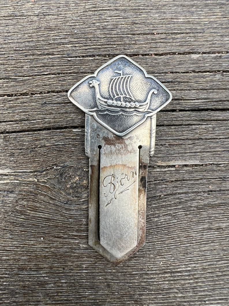 Silver Bookmark, 830S Norwegian Silver Bookmark With Viking Motive ...