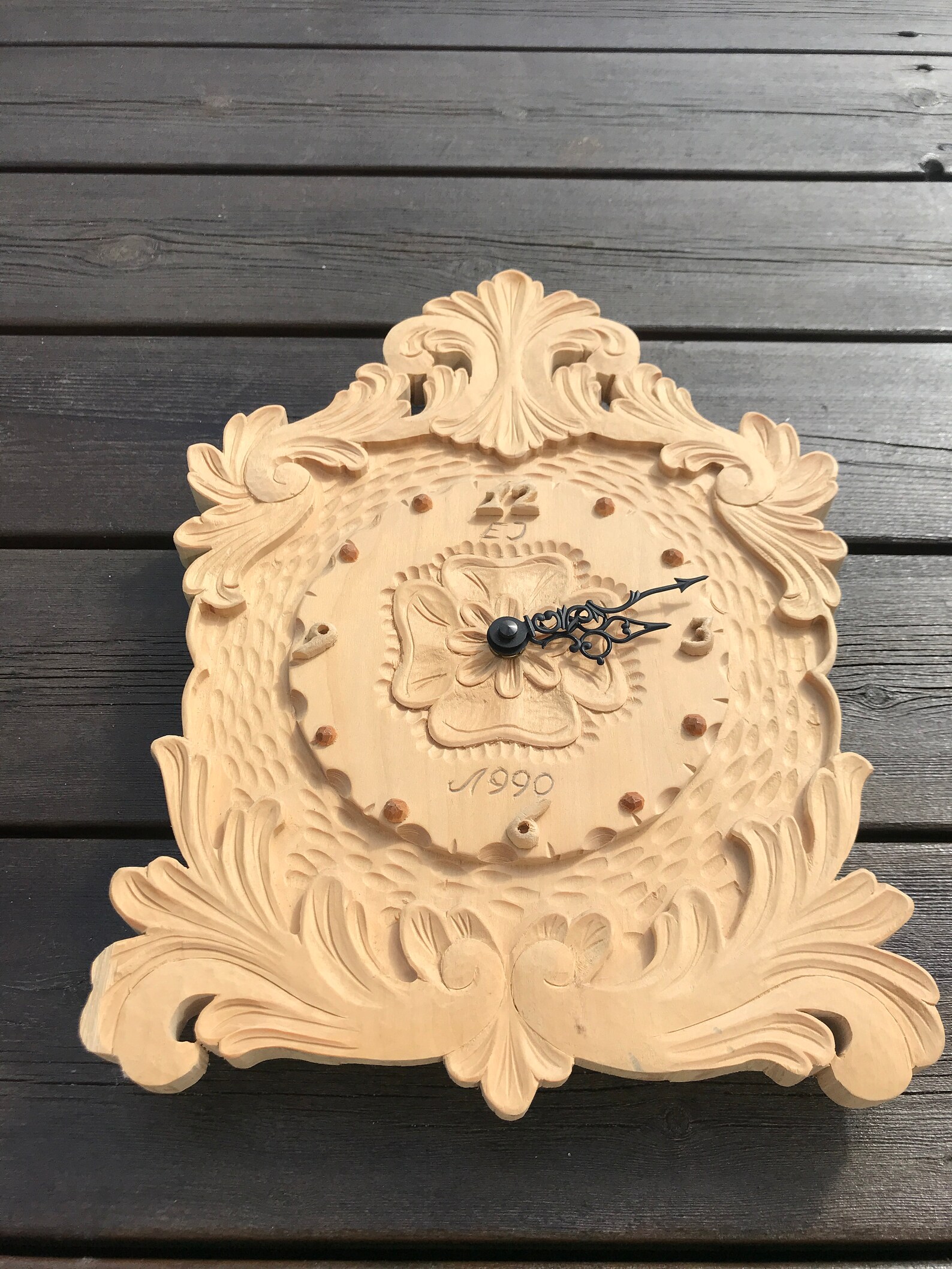 Vintage Norwegian Handmade Deep Wood Carving Clock Viking - Etsy