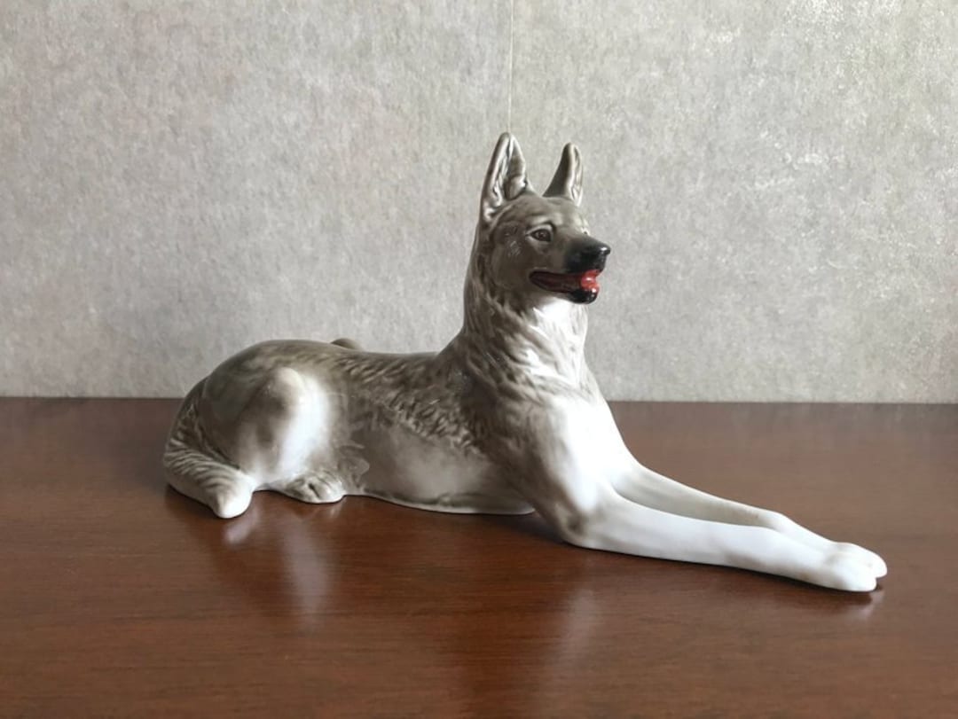 Vintage Porcelain German Shepherd Figurine by Boris Vorobjev, Leningrad ...
