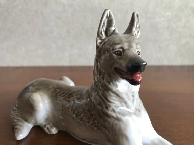 Vintage Porcelain German Shepherd Figurine by Boris Vorobjev, Leningrad ...