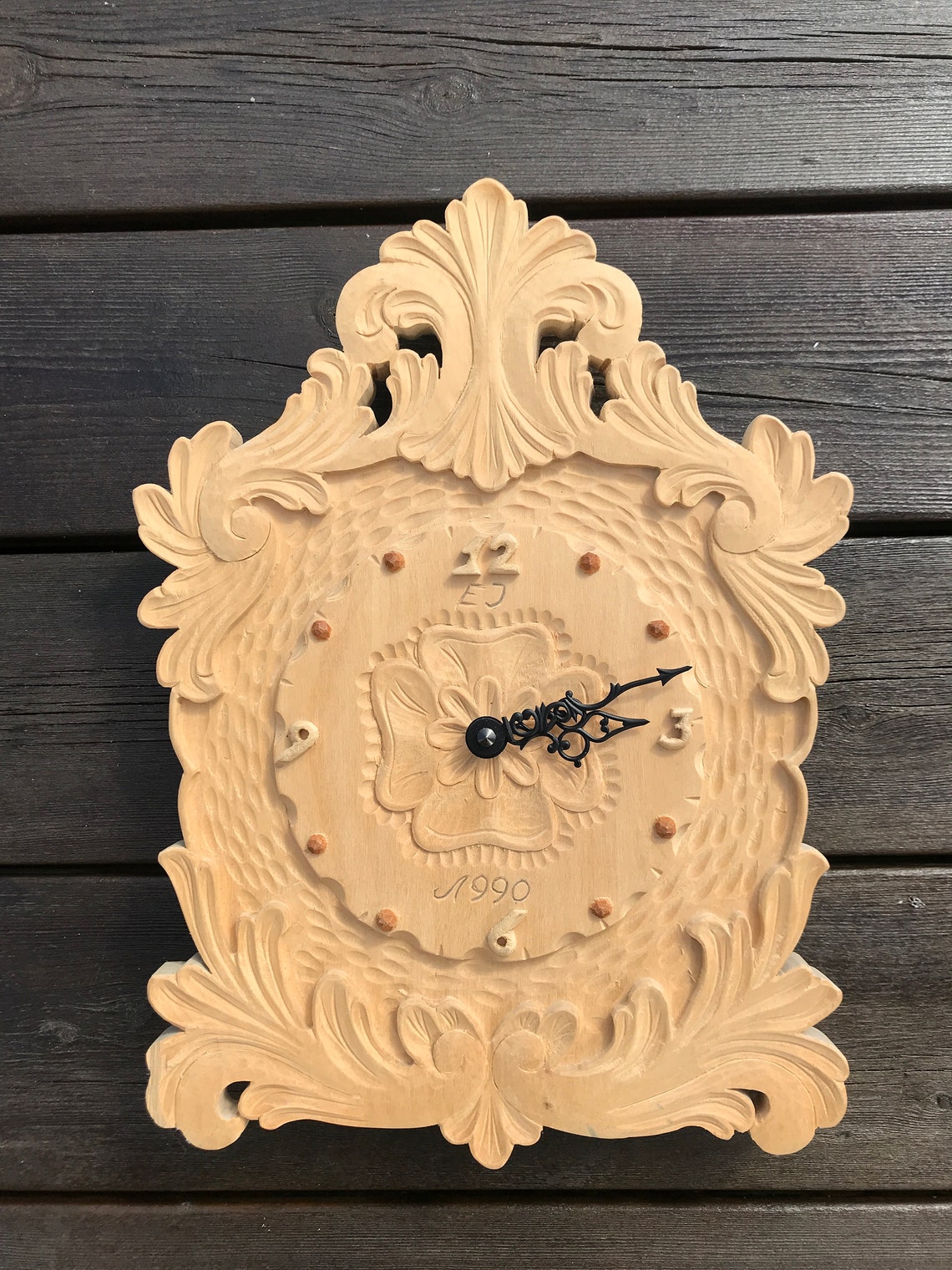 Vintage Norwegian Handmade Deep Wood Carving Clock Viking - Etsy