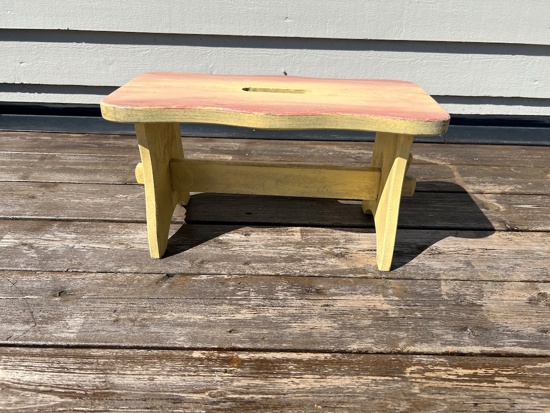 Vintage Norwegian Handmade Rustic Small Wooden Stool ( Skammel ...