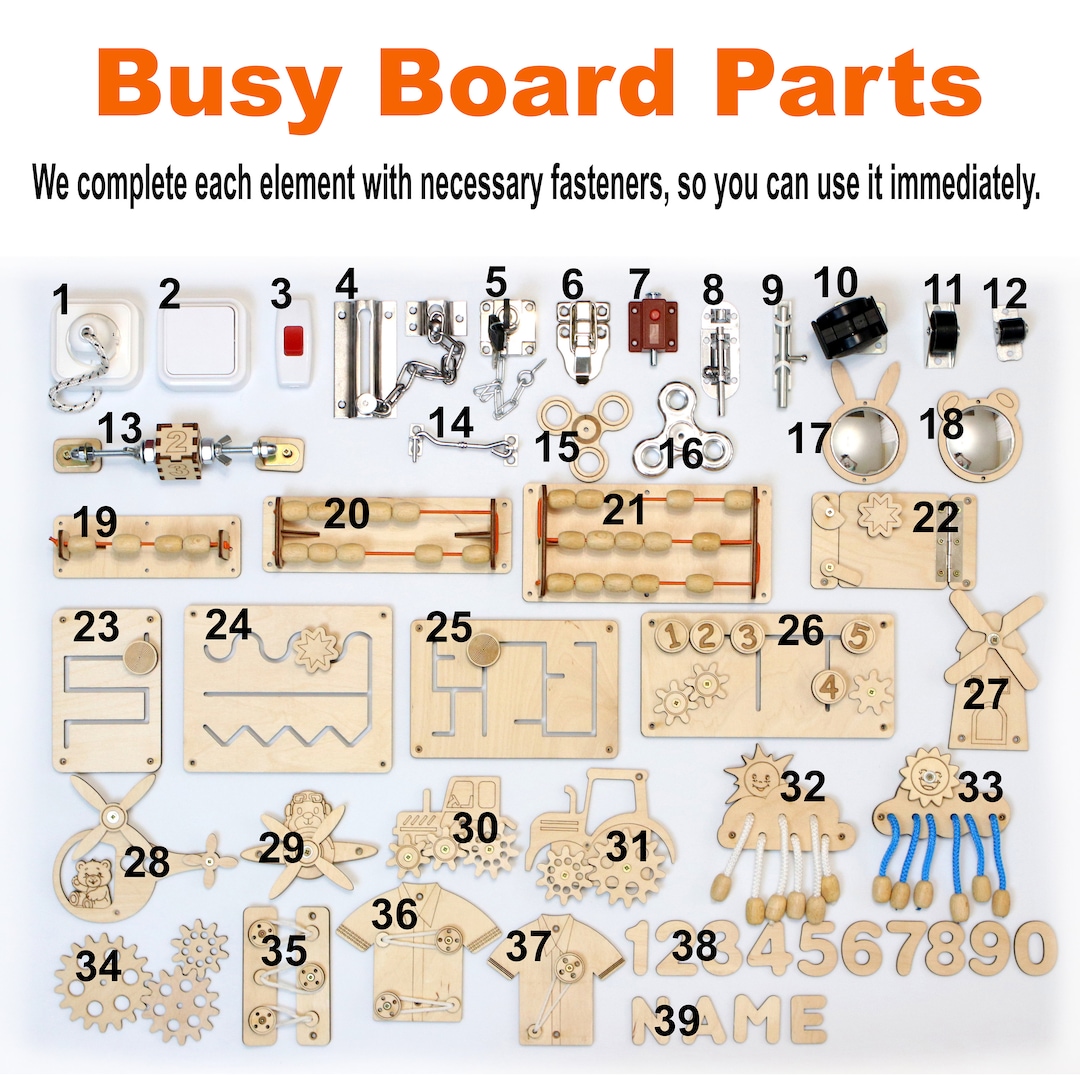 Custom Busy Board Parts Set for Toddlers, Diy Activity Board Elements ...