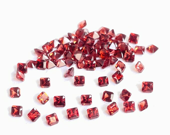 Natural Red Garnet Gemstone Emerald Cut 3MM 73pcs Lot Top Quality for ...