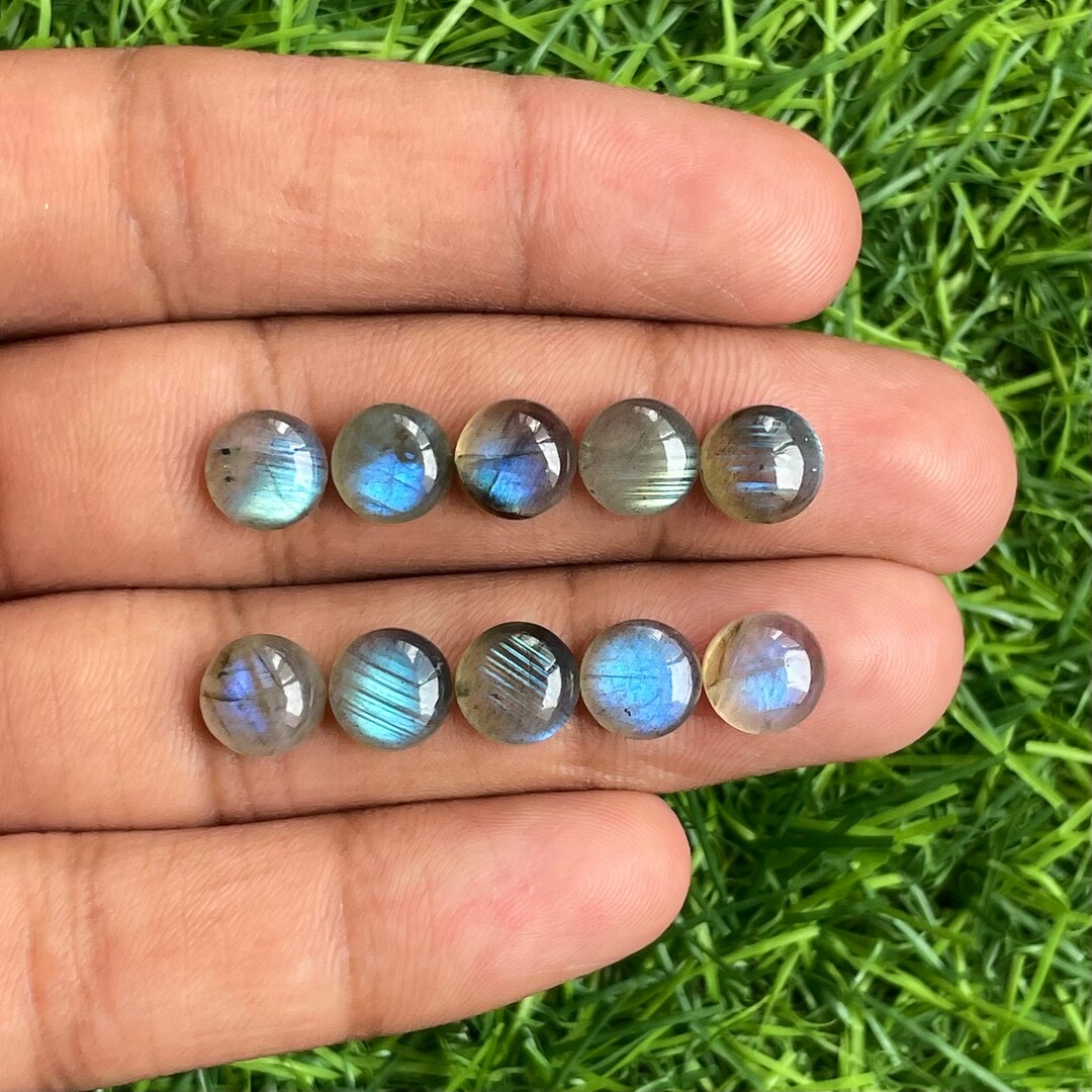Natural Labradorite Round Cabochon Loose Gemstone 10pcs Lot for Jewelry ...