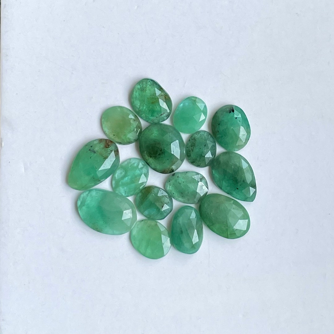 Natural Zambian Emerald Freeform Rosecut Gemstone Lot for Jewelry ...