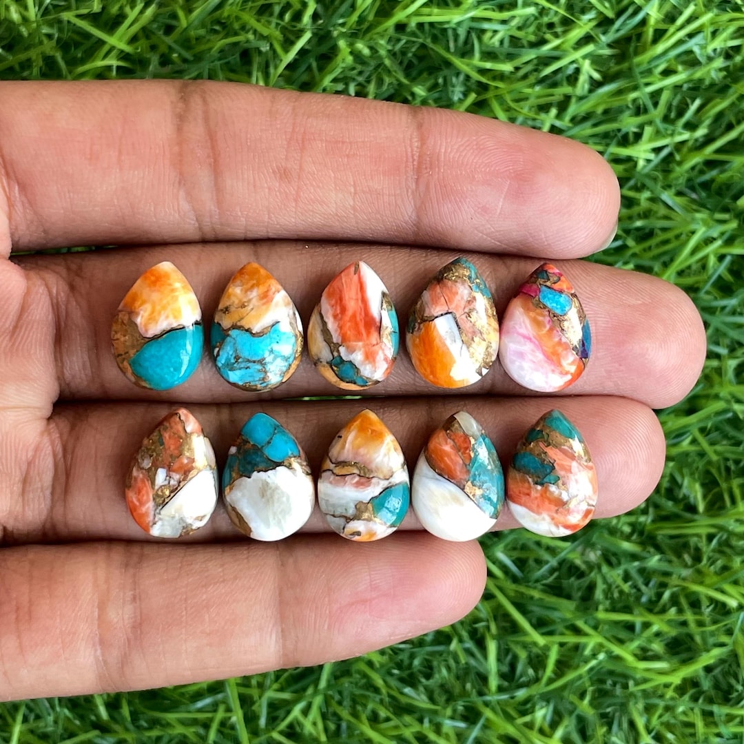 Oyster Copper Turquoise Pear Cabochon Loose Gemstone Lot for Jewelry ...