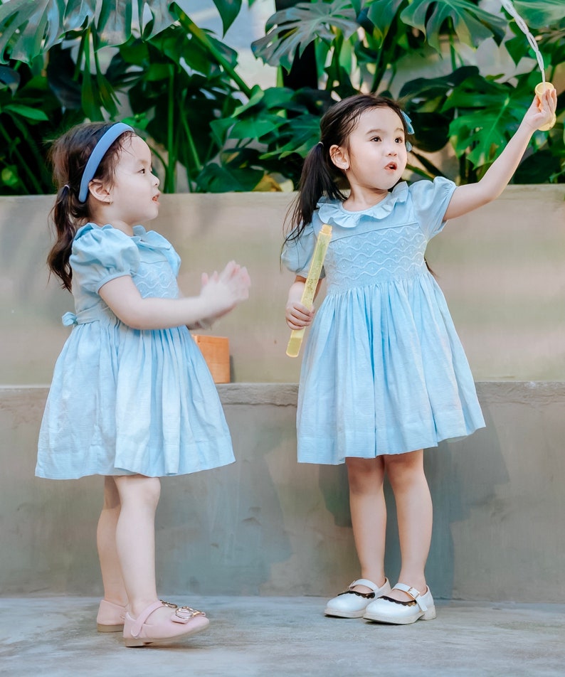 Baby Blue Smocked Dress for Girls Kids Occasional Outfit - Etsy