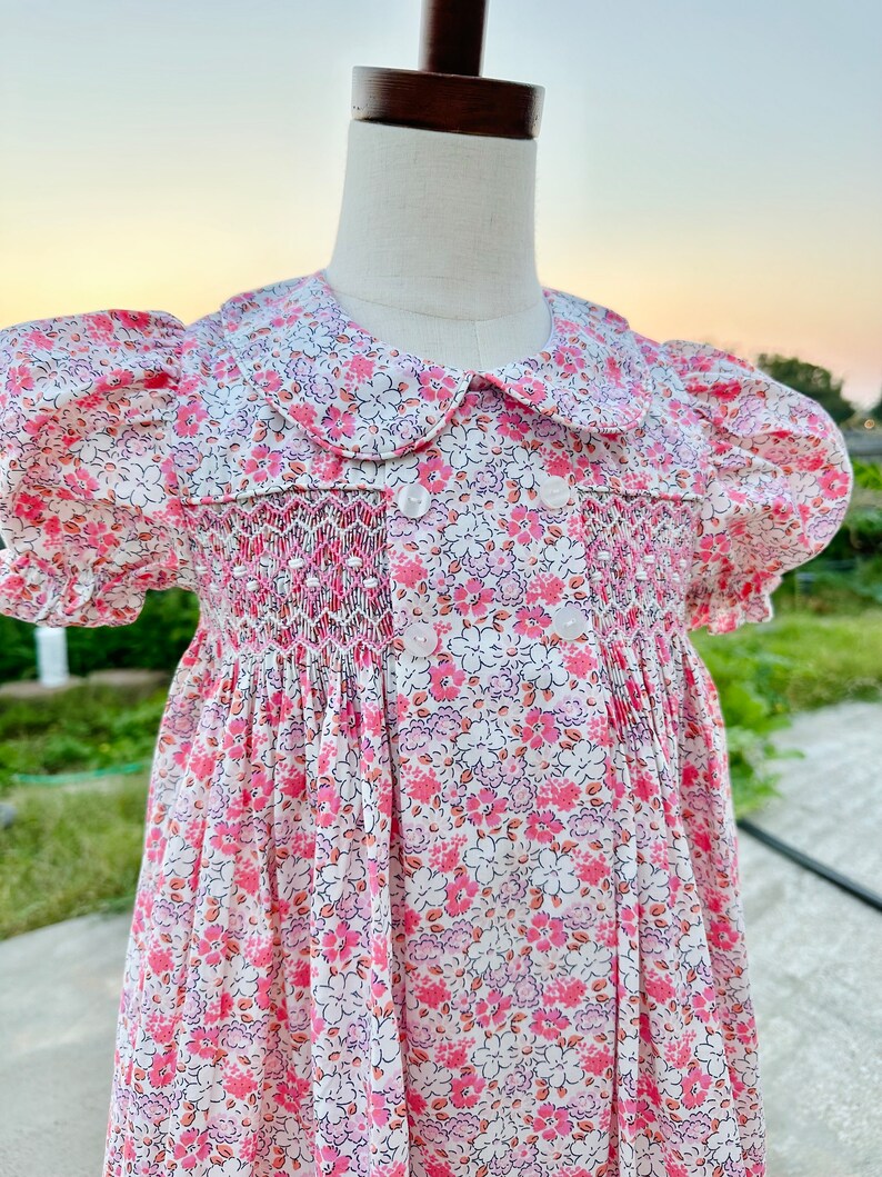 Smocked Girls Dress Pink Floral Smocked Dress Girls Floral Smocked ...