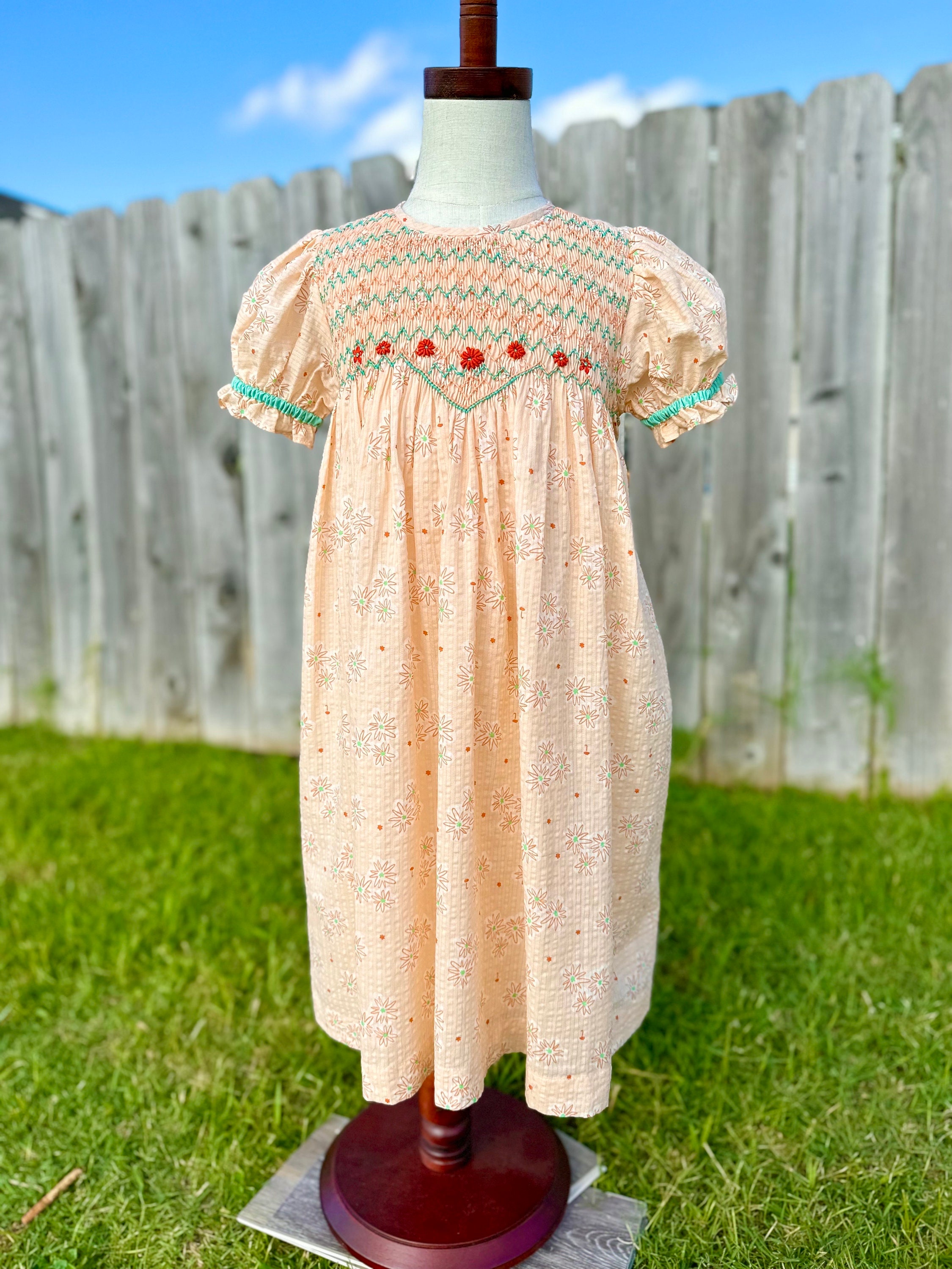 Smocked Dress/rompers Girls Puff Sleeve Smocked Dress/rompers Hand ...