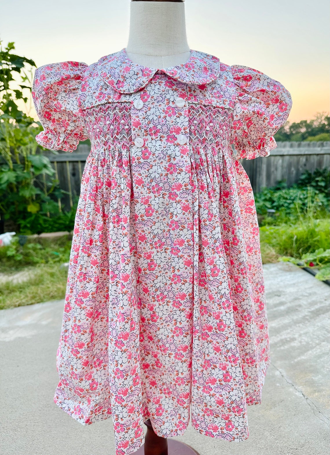 Smocked Girls Dress Pink Floral Smocked Dress Girls Floral Smocked ...
