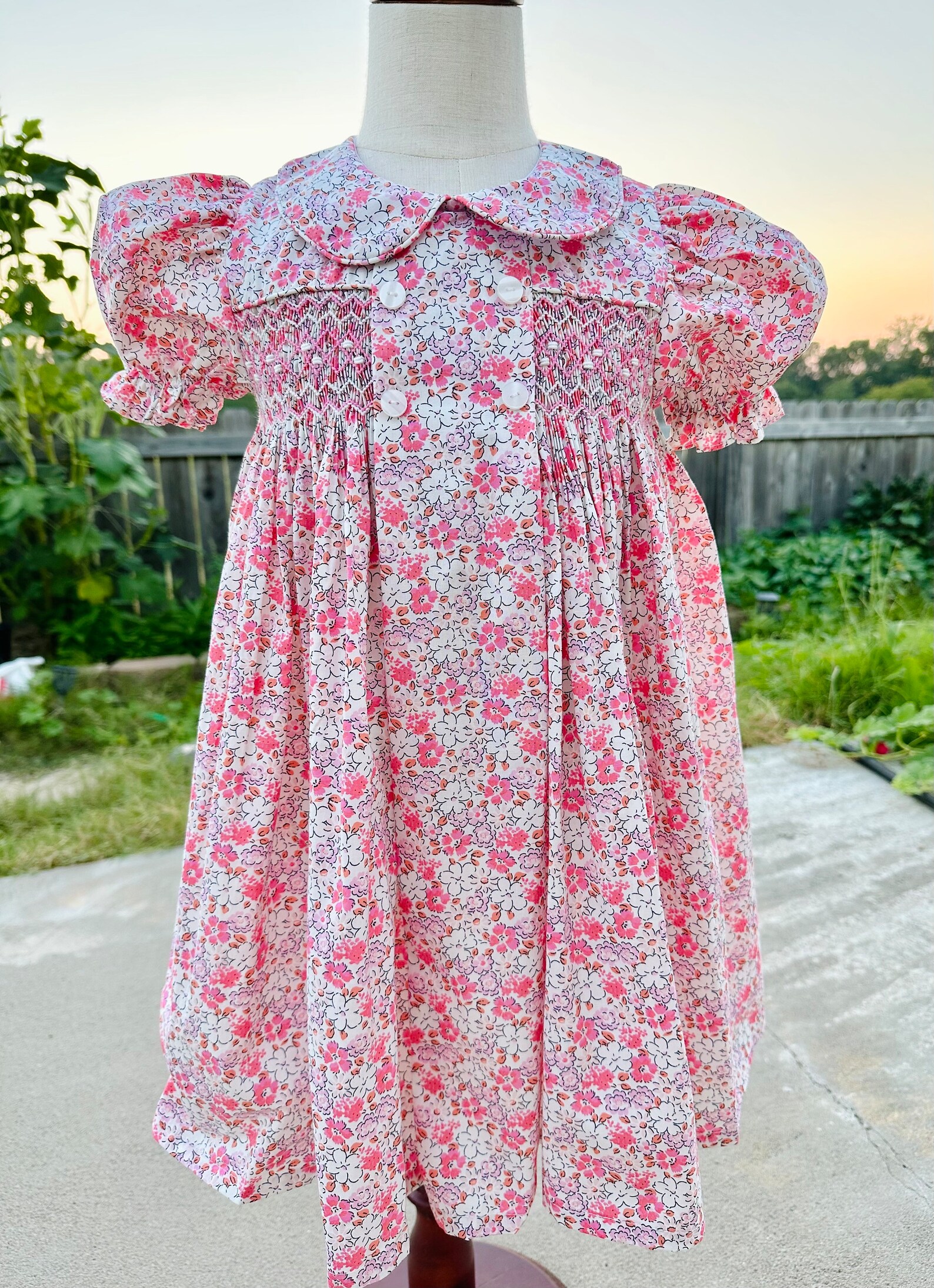 Smocked Girls Dress Pink Floral Smocked Dress Girls Floral Smocked ...