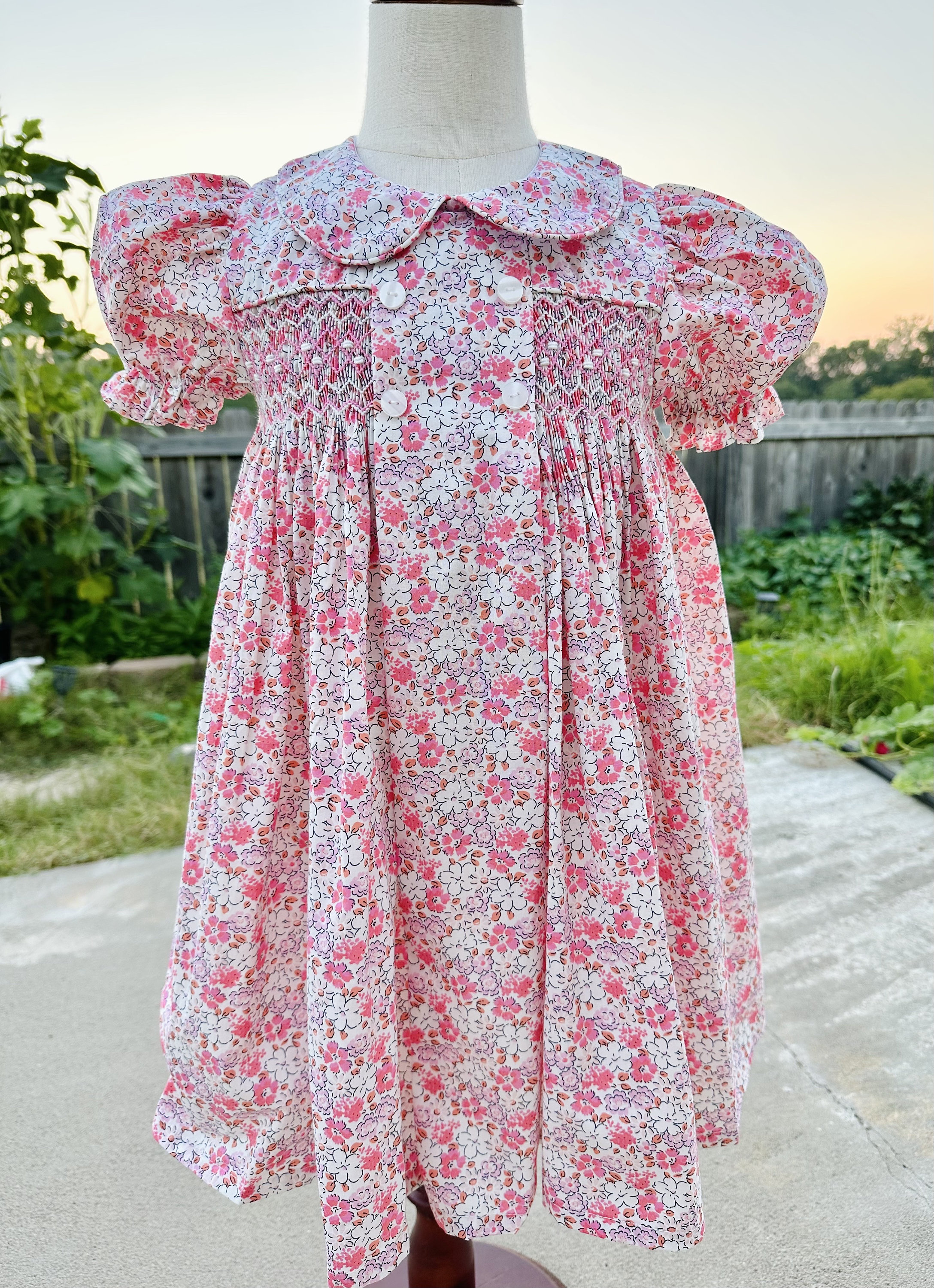 Smocked Girls Dress Pink Floral Smocked Dress Girls Floral Smocked ...