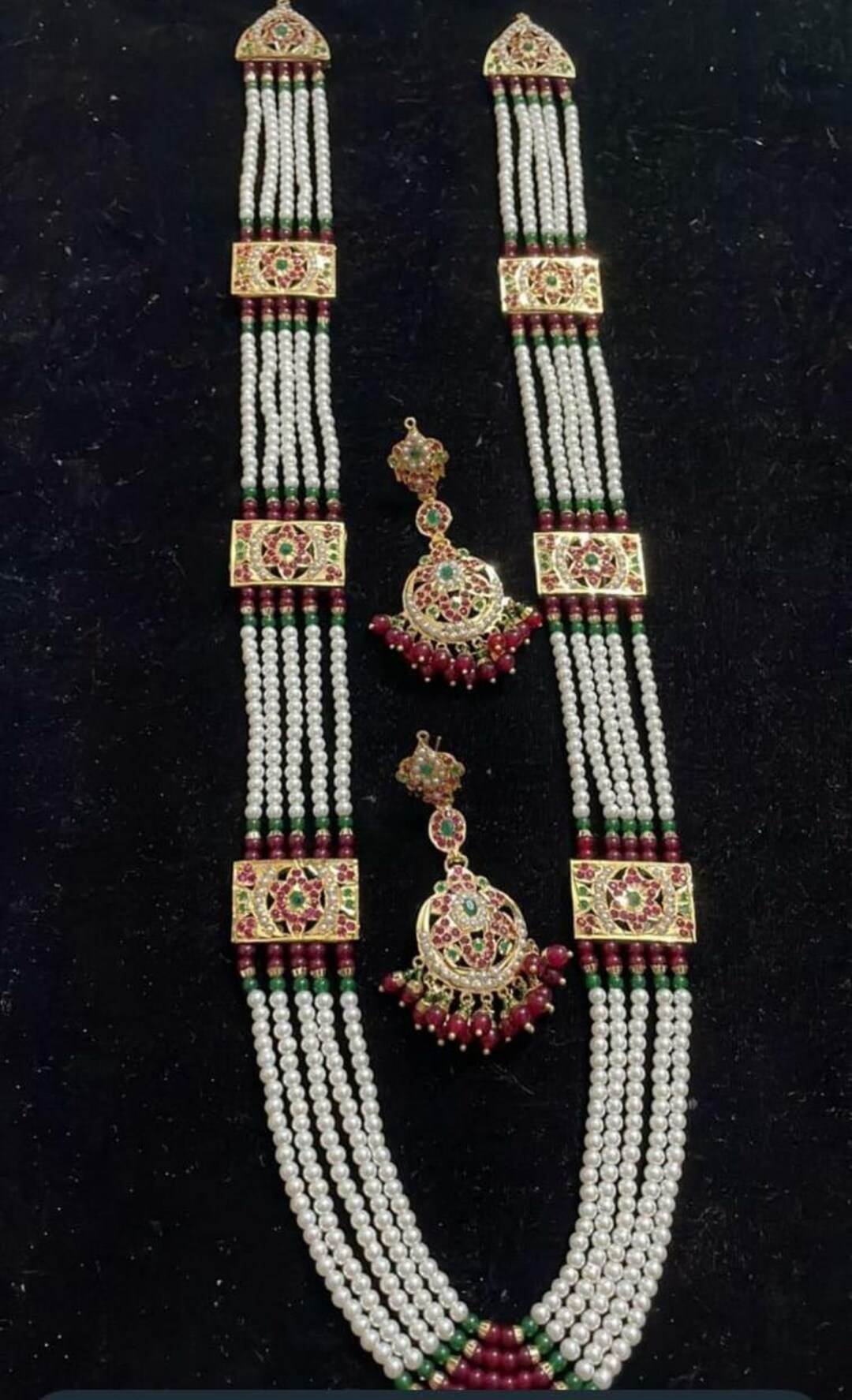 Jadau Rani Haar White Colored With Earrings Wedding Bridal Jewelry Gift ...