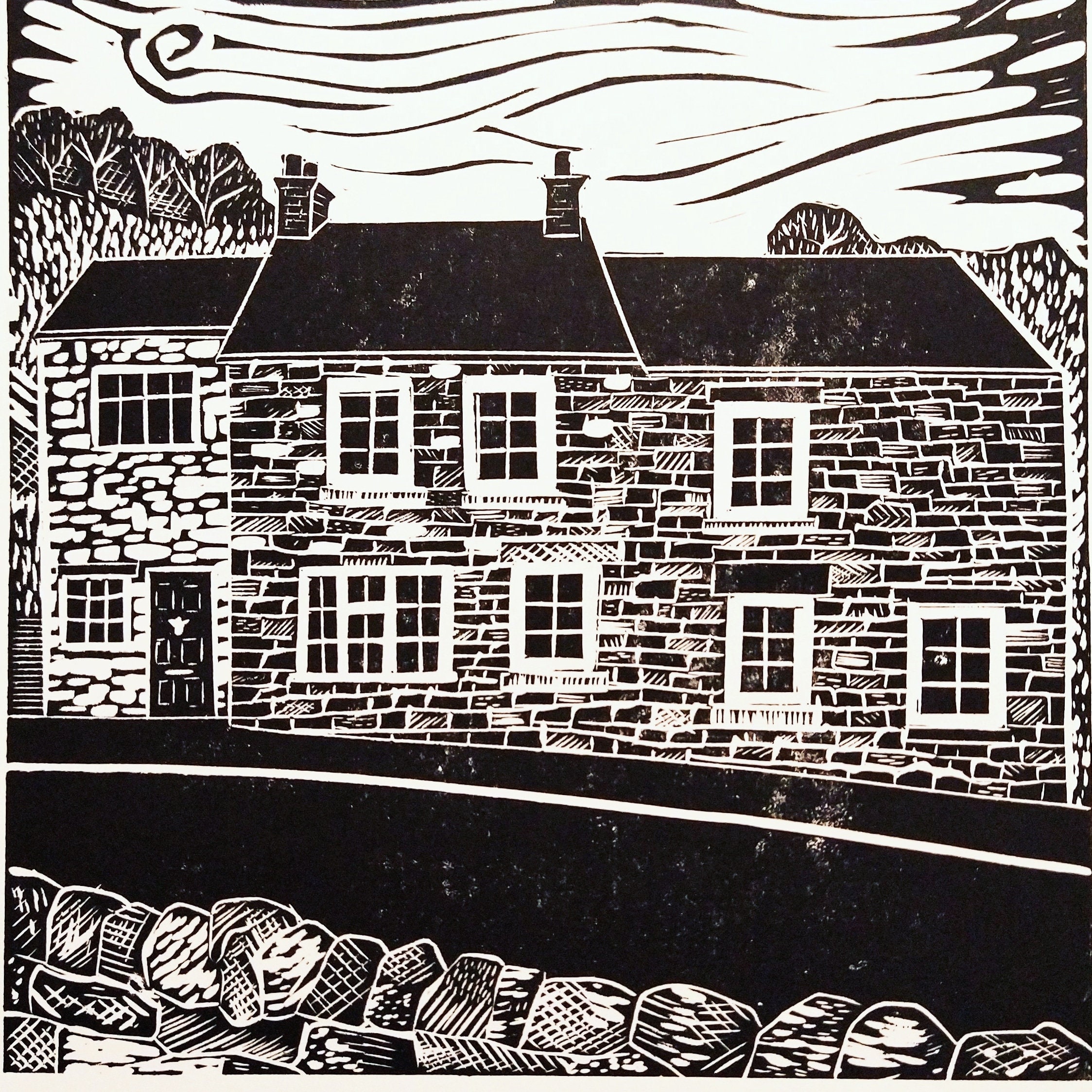 Lino Print Custom House Portrait House Illustration Home - Etsy UK