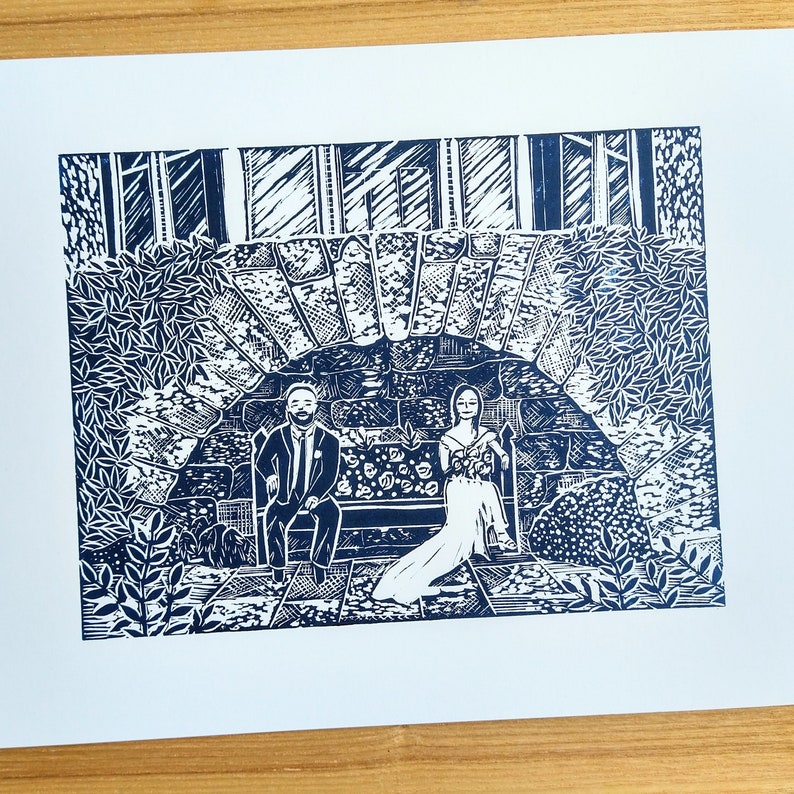 Linocut Custom Wedding Portrait Lino Custom Couple Portrait - Etsy
