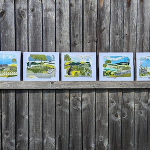 Original Collage Landscape With Cottage Linocut Collage Lino Print With ...