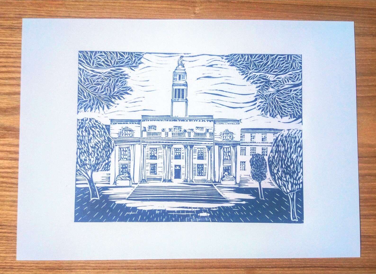 Linocut Custom Wedding Print Personalised Wedding Venue Portrait ...