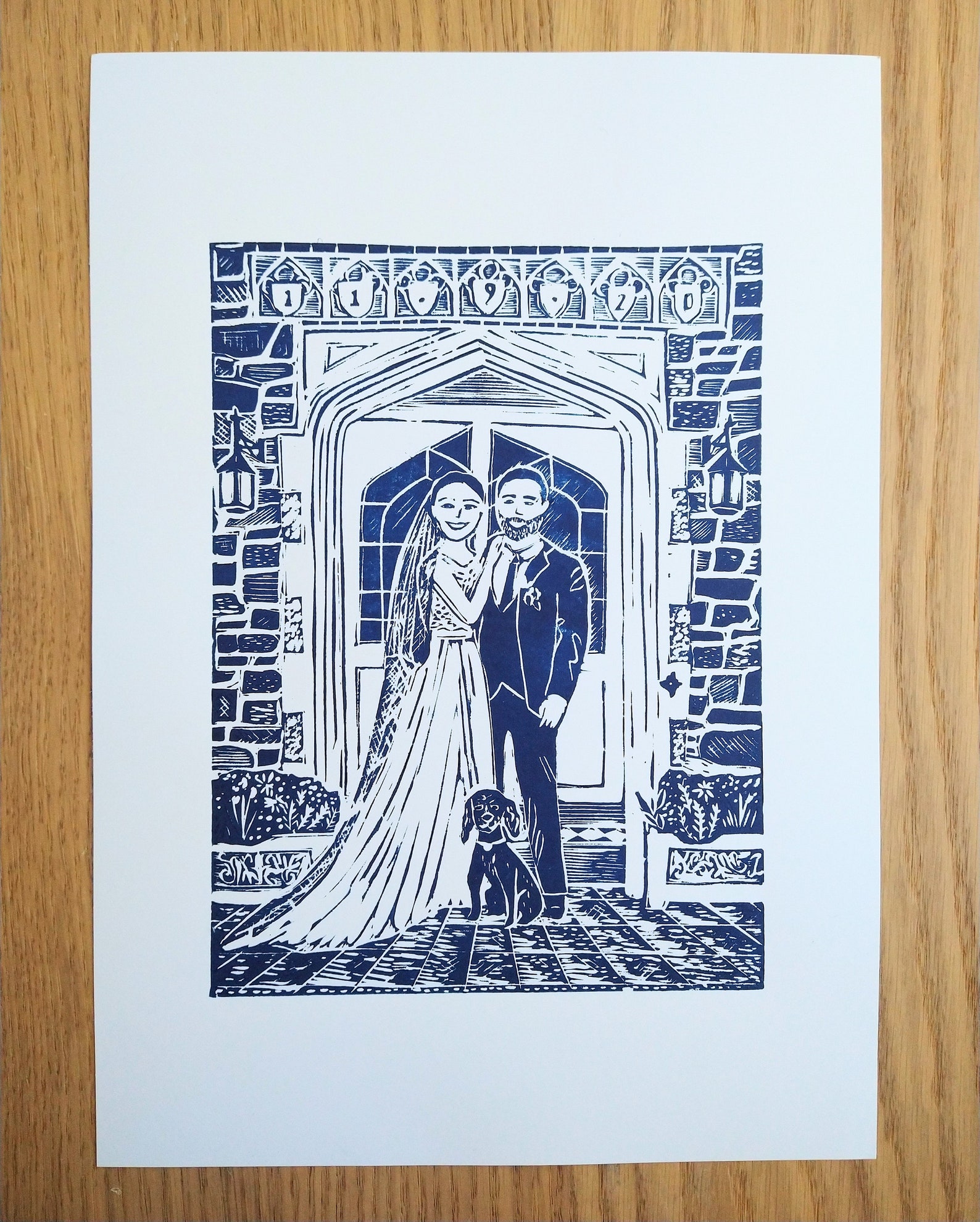 Linocut Custom Wedding Portrait Lino Custom Couple Portrait - Etsy