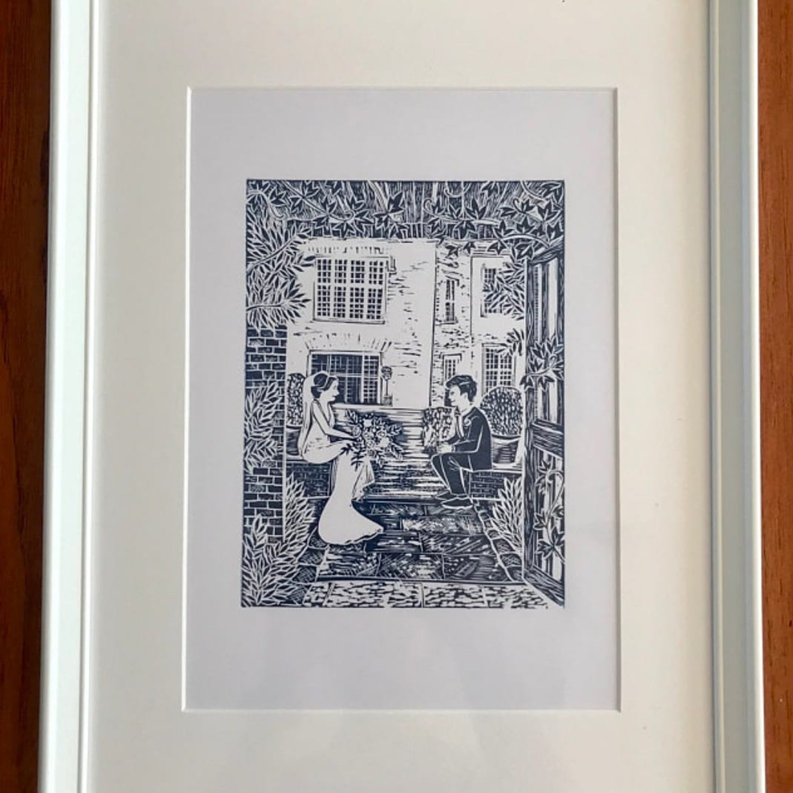 Linocut Custom Wedding Portrait Lino Custom Couple Portrait - Etsy