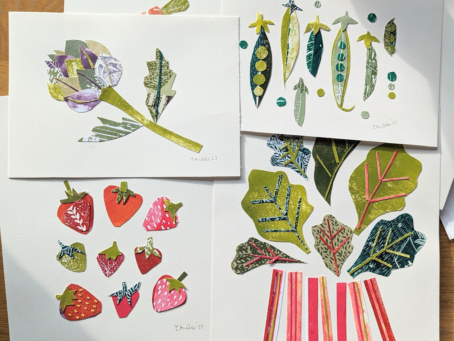 Original Collage Peas Linocut Collage Lino Print Collage Vegetable Art ...