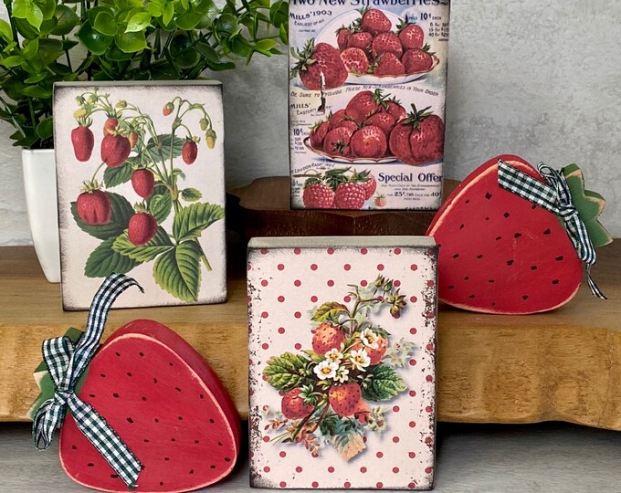 Strawberry Kitchen Decor, Summer Fruits Themed Party Favors, Wooden ...