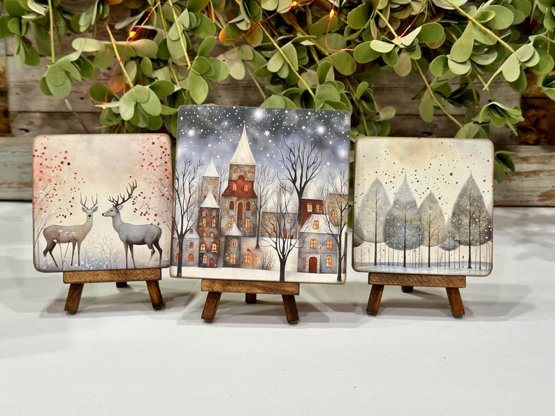 Rustic Winter Decor Wooden Sign With Easel, Whimsical Christmas Decor ...