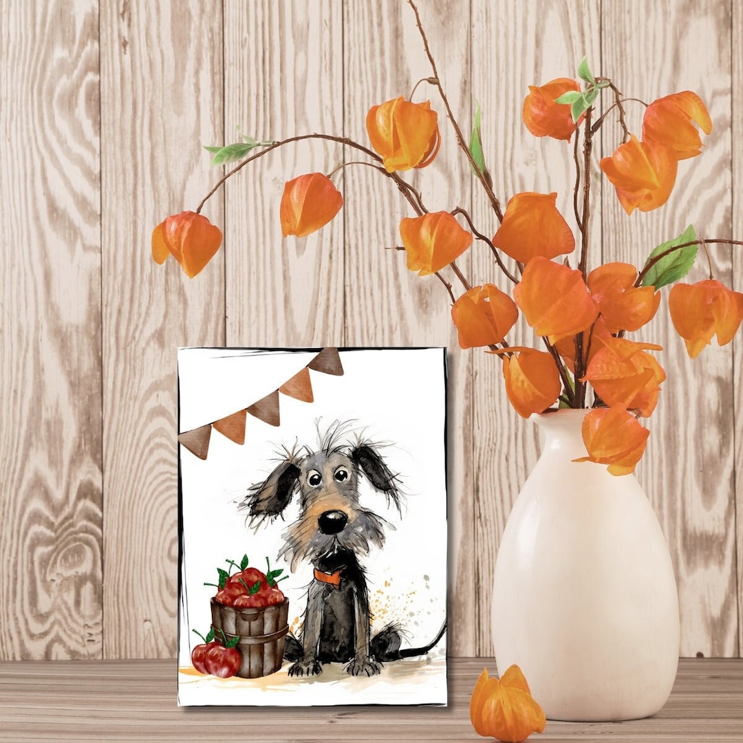 Whimsical Fall Dog Art, Autumn Home Decor Signs, Unique Dog Lover Gifts ...