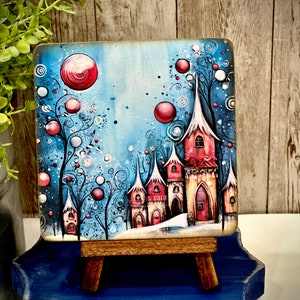 Whimsical Christmas Folk Art,wood Block Prints,primitive Mini Art ...