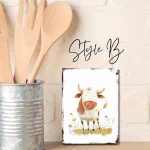 Wood Block Cow Signs, Whimsical Cow Art, Kitchen Decor,farmhouse ...