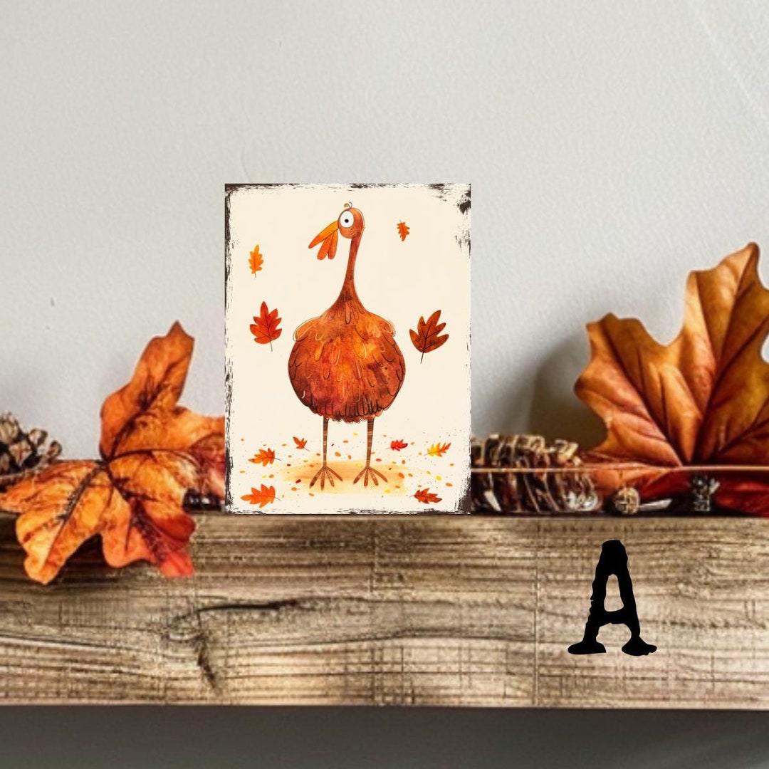 Wood Block Signs With Whimsical Turkeys, Thanksgiving Decor Ideas ...