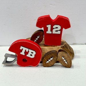 Personalized Wooden Football Helmet: Custom Team Colors & Number - Etsy