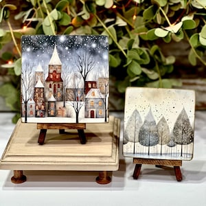 Rustic Winter Decor Wooden Sign With Easel, Whimsical Christmas Decor ...