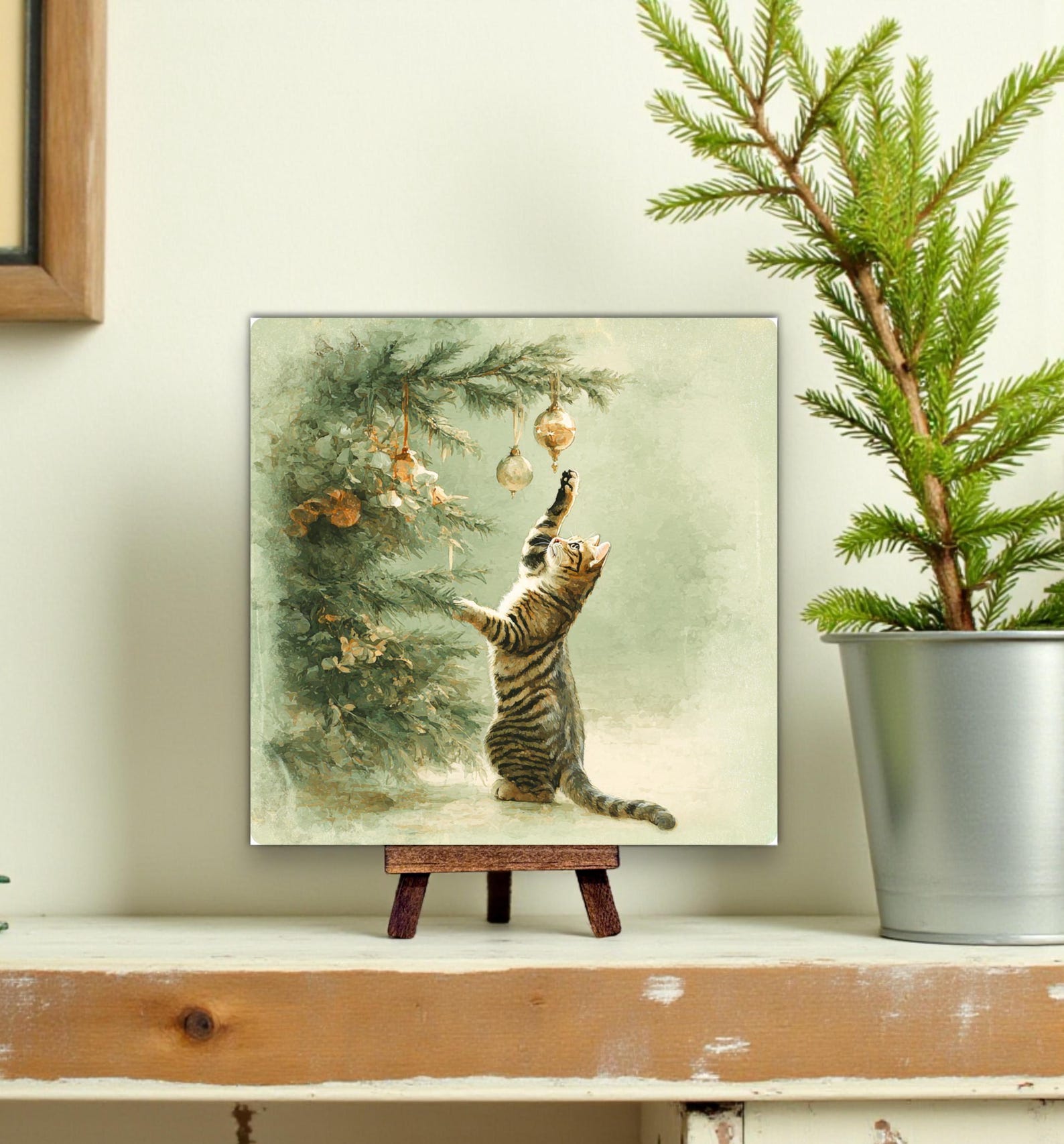 Vintage Green Wood Cat Sign, Christmas Gift for Cat Lovers, Cottage ...