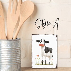 Wood Block Cow Signs, Whimsical Cow Art, Kitchen Decor,farmhouse ...