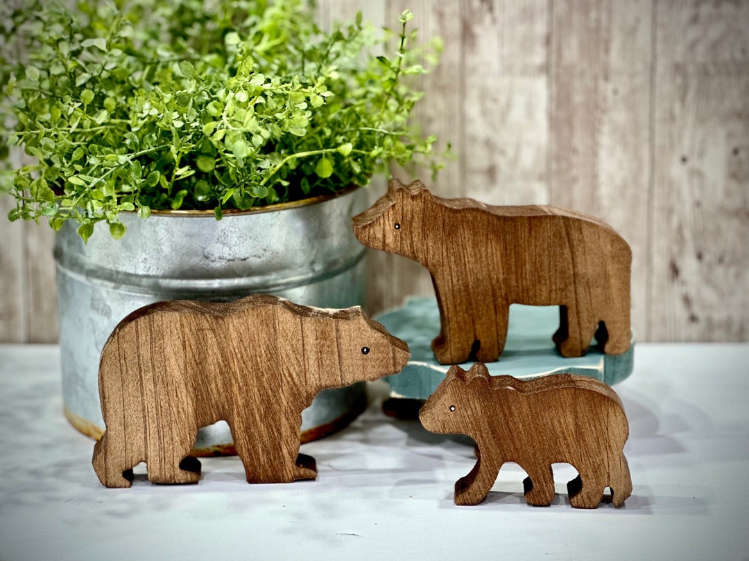 Wooden Bear Family, Cabin Decor, Lodge Decor, Log Home Decor, Mom, Dad ...