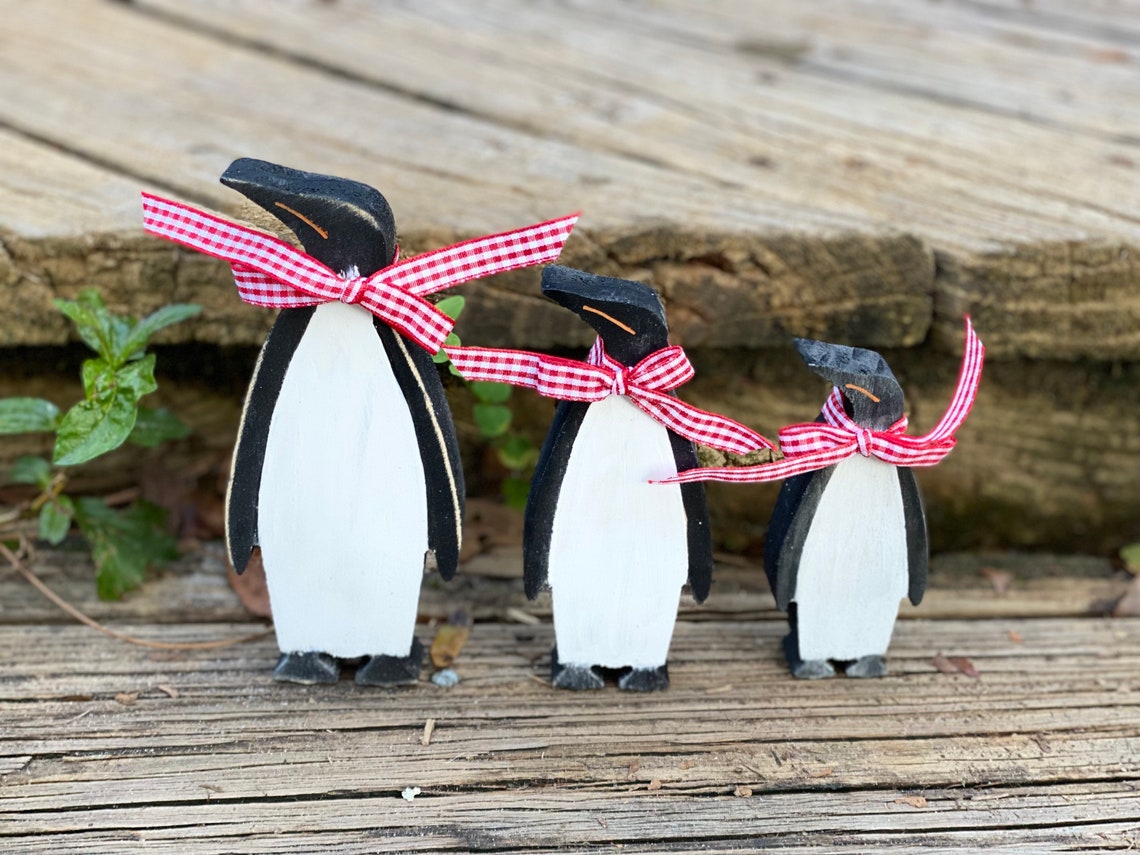 Wooden Penguins Holiday Penguins Aquatic Birds Emperor - Etsy