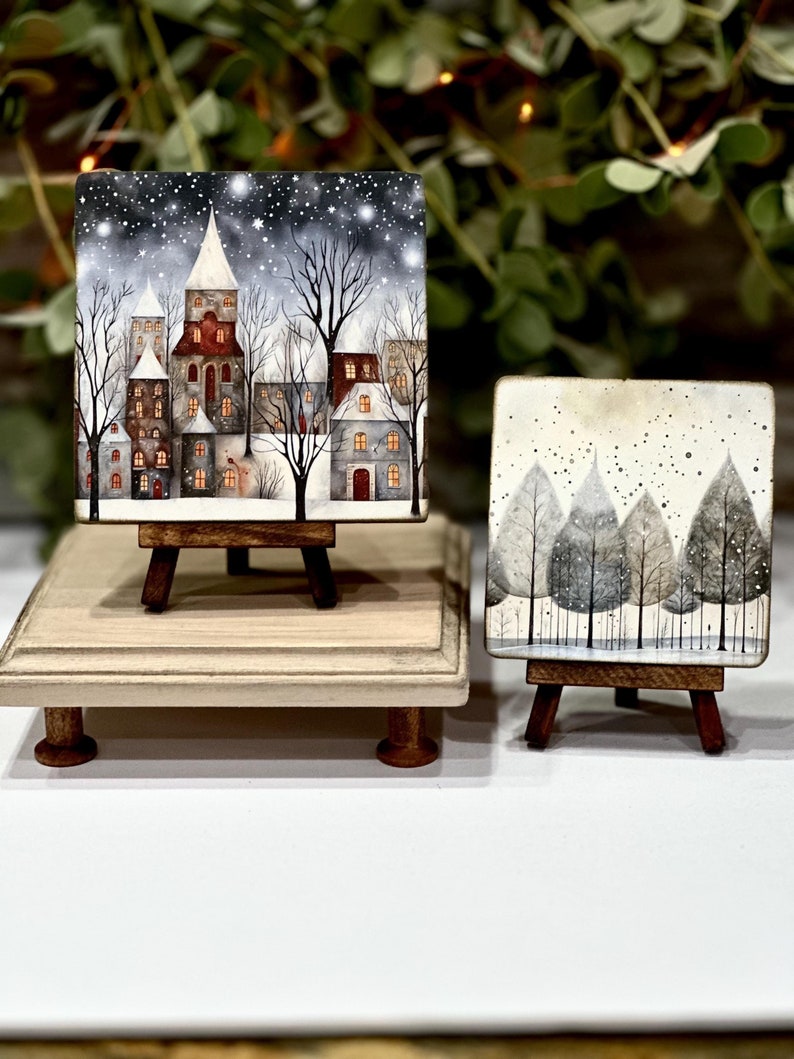 Rustic Winter Decor Wooden Sign With Easel, Whimsical Christmas Decor ...