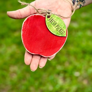 Personalized Rustic Red Apple Teacher Gift, Custom Wooden Apple Decor ...