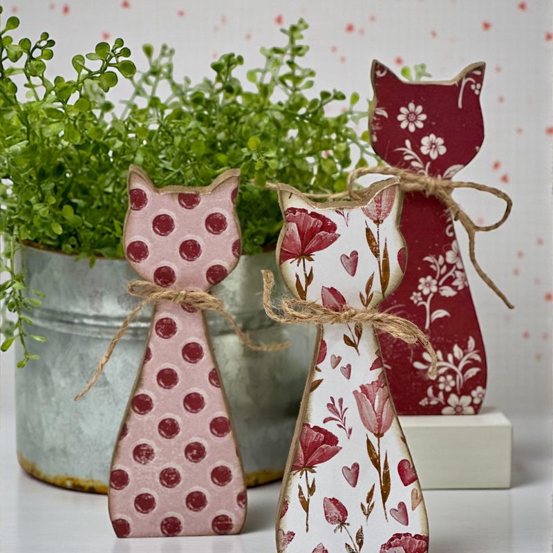 Floral Valentine Cat - Etsy