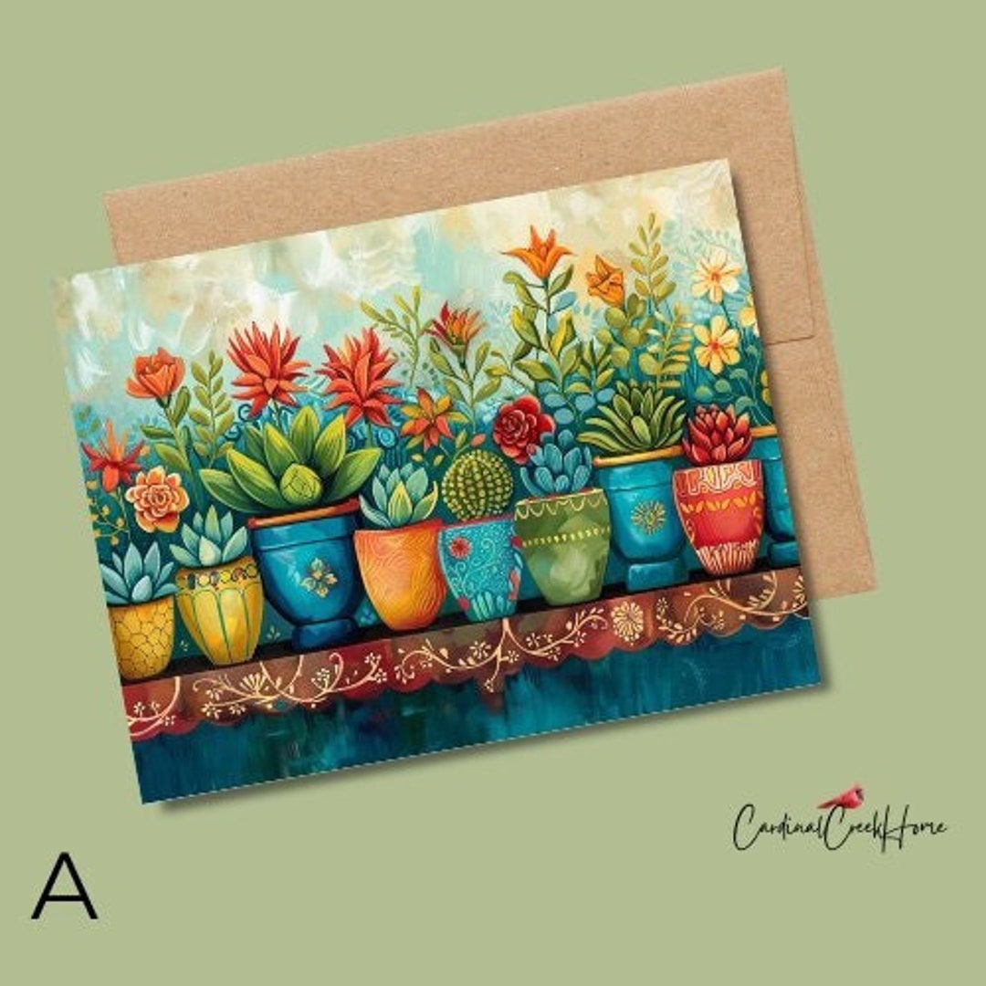 Succulent Notecards, Blank A2 Cards With Envelopes, Colorful Stationary ...