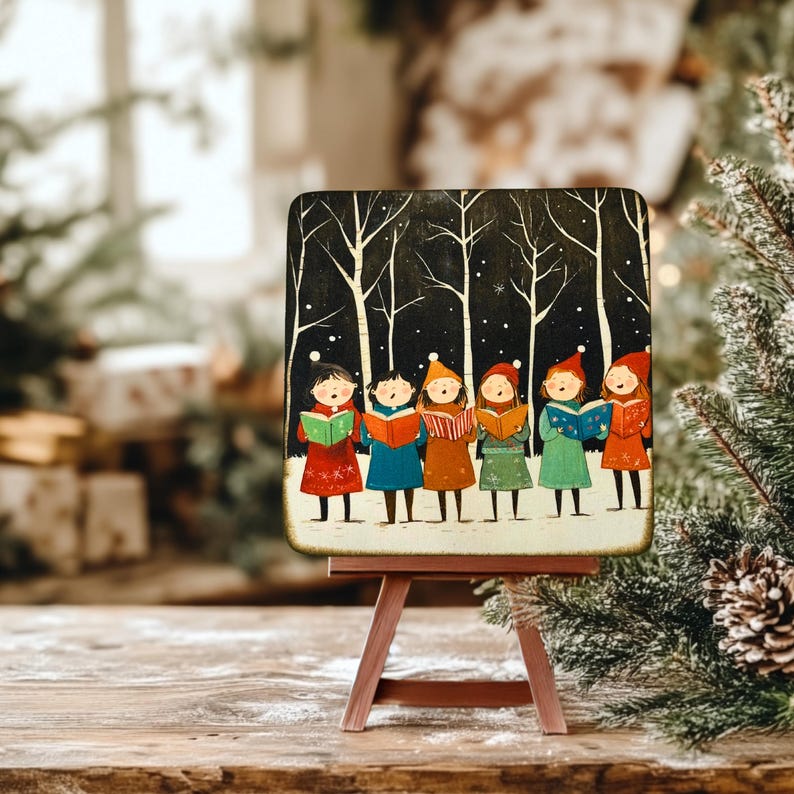 Christmas Wooden Sign With Children's Choir, Whimsical Kids Christmas ...