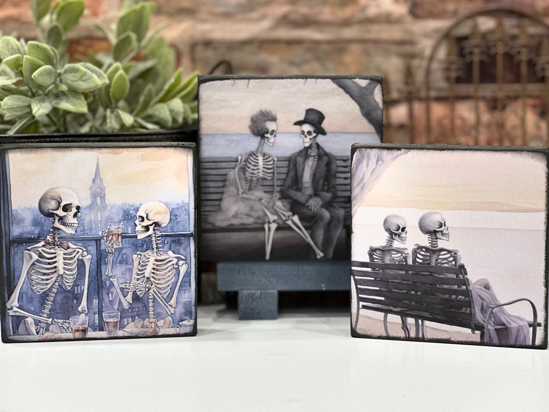 Gothic Skeleton Signs, Skeleton Couple, Unique Couple Gifts, Dark Romance, Spooky Halloween ...