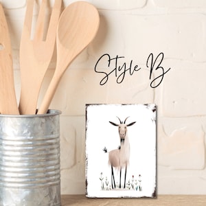 Wood Block Goat Signs, Whimsical Goat Art, Kitchen Decor,farmhouse ...